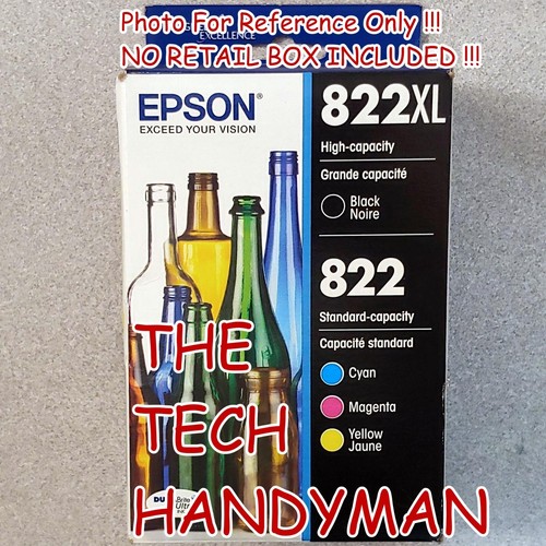 4-PACK EPSON GENUINE 822XL BLACK & 822 COLOR INK (NO RETAIL BOX) WF ...