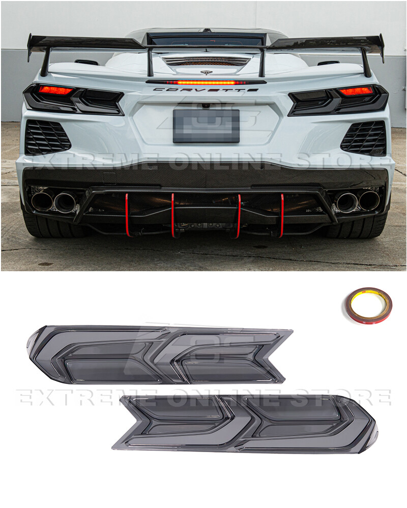 For 20-Up Corvette C8 | SMOKE TINTED Rear Tail Light BlackOut Lens ...