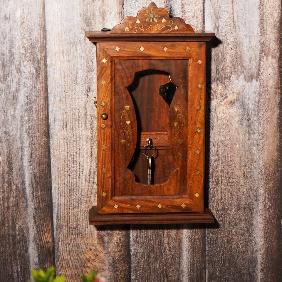 Sheesham Wood Key Holder Hand Carved Wall Mount Key Chain Hanger | eBay
