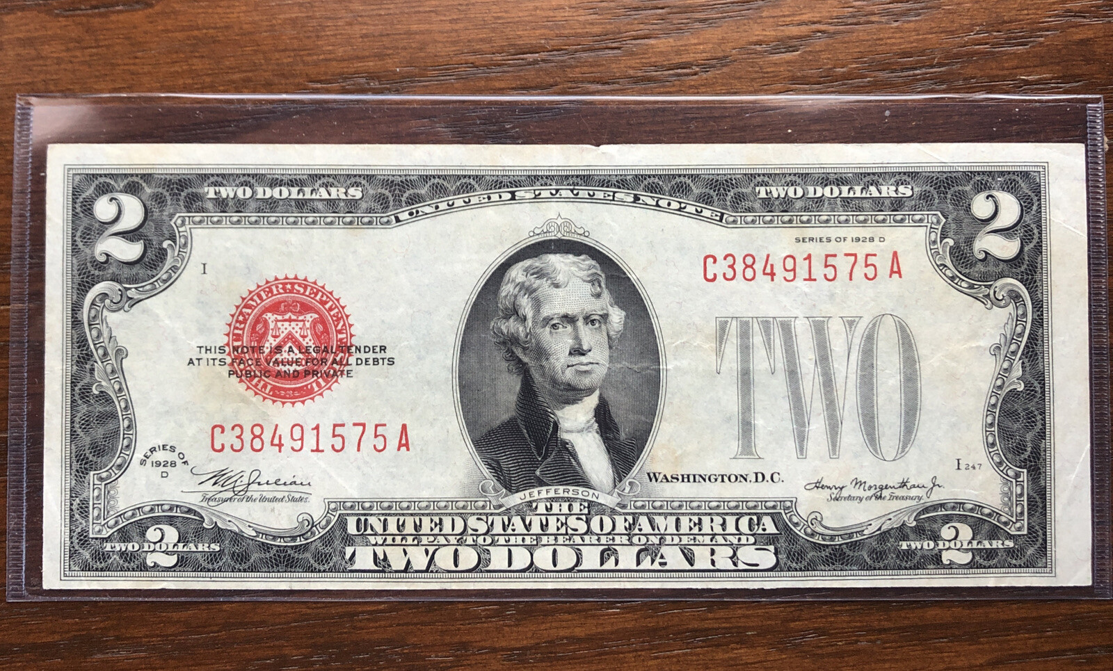 1928 $2 G Legal Tender Note Bill Red Seal Currency Mule, 40% OFF