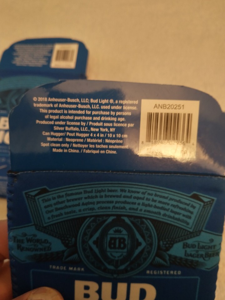 Set Of 2 NEW Bud Light Can Hugger 4” Blue Cooler Koozie Neoprene Free ...