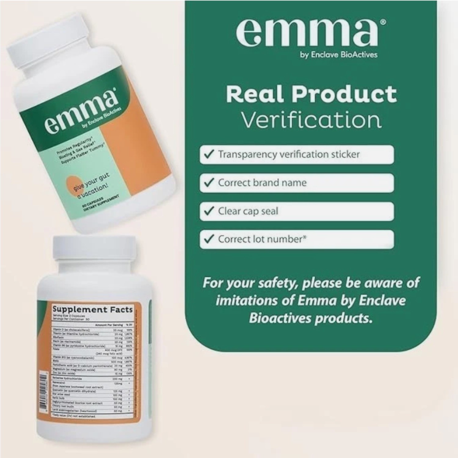 Emma Gut Health Supplement - Relief from Gas and Bloating, 60 Capsules ...