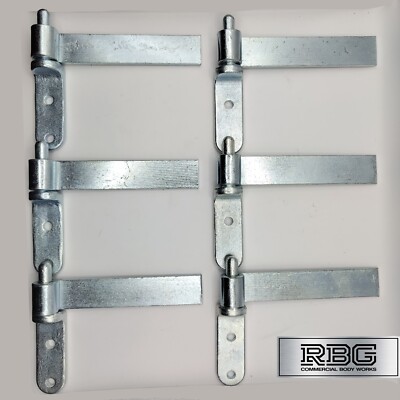 6x Straight Hinge & Gudgeon Pin Set ZP Trailer Truck Tipper Tailgate ...