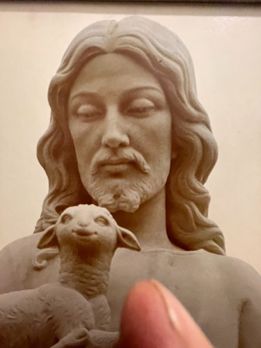 Jesus holding baby Lamb shepards crook Lithograph Print 20x16 framed ...