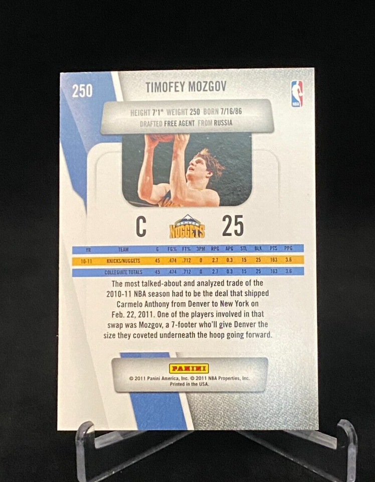 2010-11 Panini Prestige Rookie Card #250 Timofey Mozgov Denver Nuggets ...