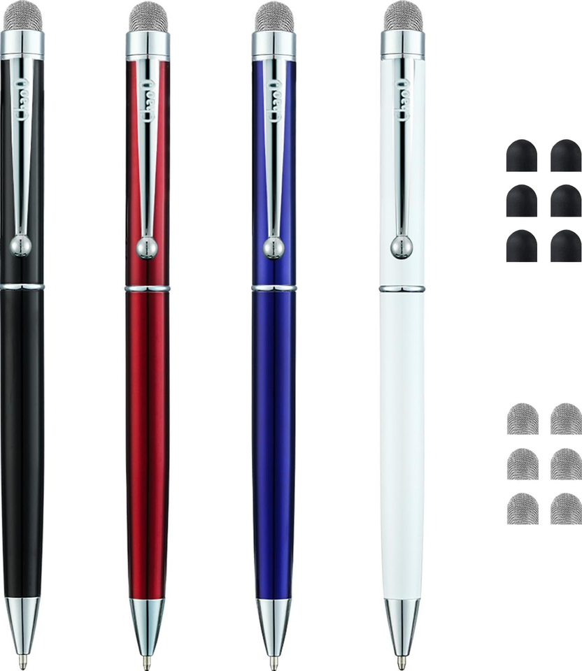Stylus Pen, 4-Pack,Hybrid Mesh Fiber Tip &Ballpoint Pen set for ...