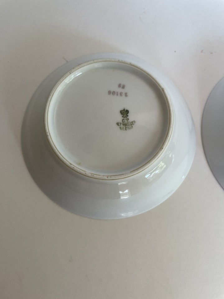 ANTIQUE BOWLS CARL TIELSCH CT ALTWASSER SILESIA GERMANY HAND PAINTED ...