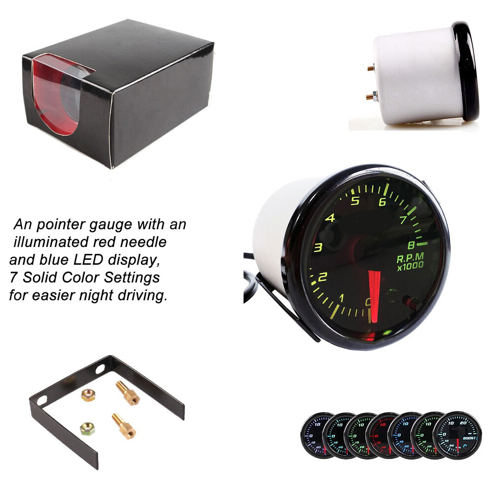 2"-1/16" 52mm Tacho Gauge Meter Tachometer 0-8000 RPM Gasoline Engine ...