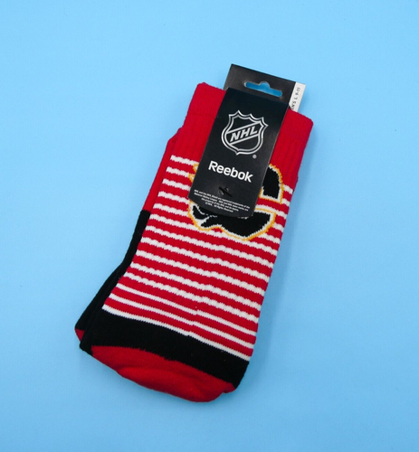 Calgary Flames Crew Socks Mens Large Sz 9 - 11 Reebok Hockey NHL Red ...