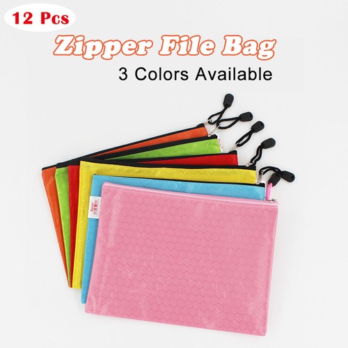 12PCS A5/A4 Zip Bag Document Storage Wallet File Folder Paper Archive ...