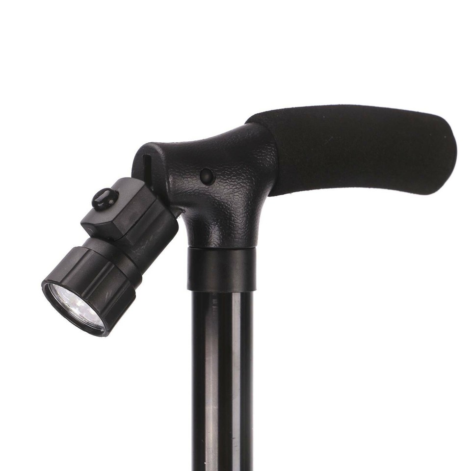 FOLDABLE WALKING STICK WITH LED LIGHT DISABILITY ALUMINIUM HEAVY DUTY ...