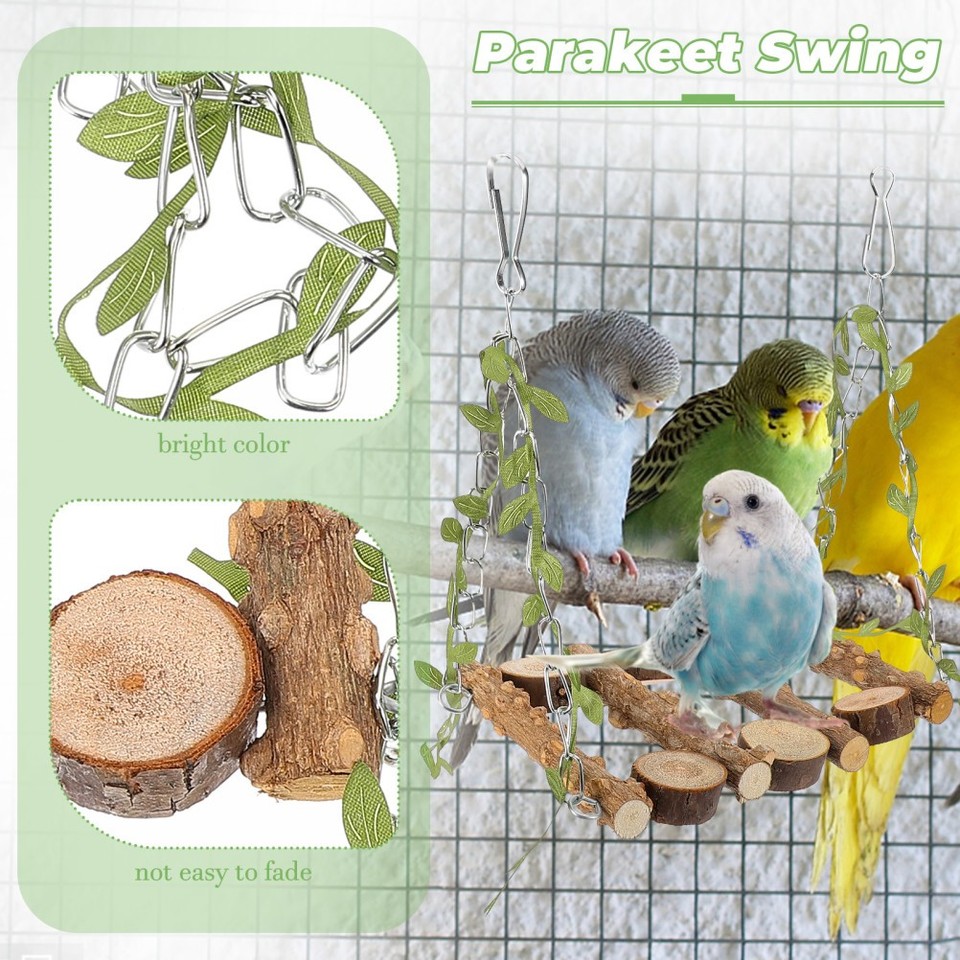 Parrot Swing Wooden Bird Perch Toy Hanging Stand Cage Bird Accessories ...