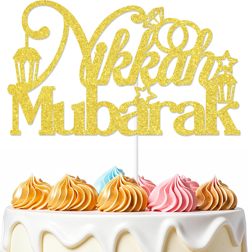 Nikkah Mubarak Cake Topper Muslim Islam Wedding Party Decorations Urdu ...