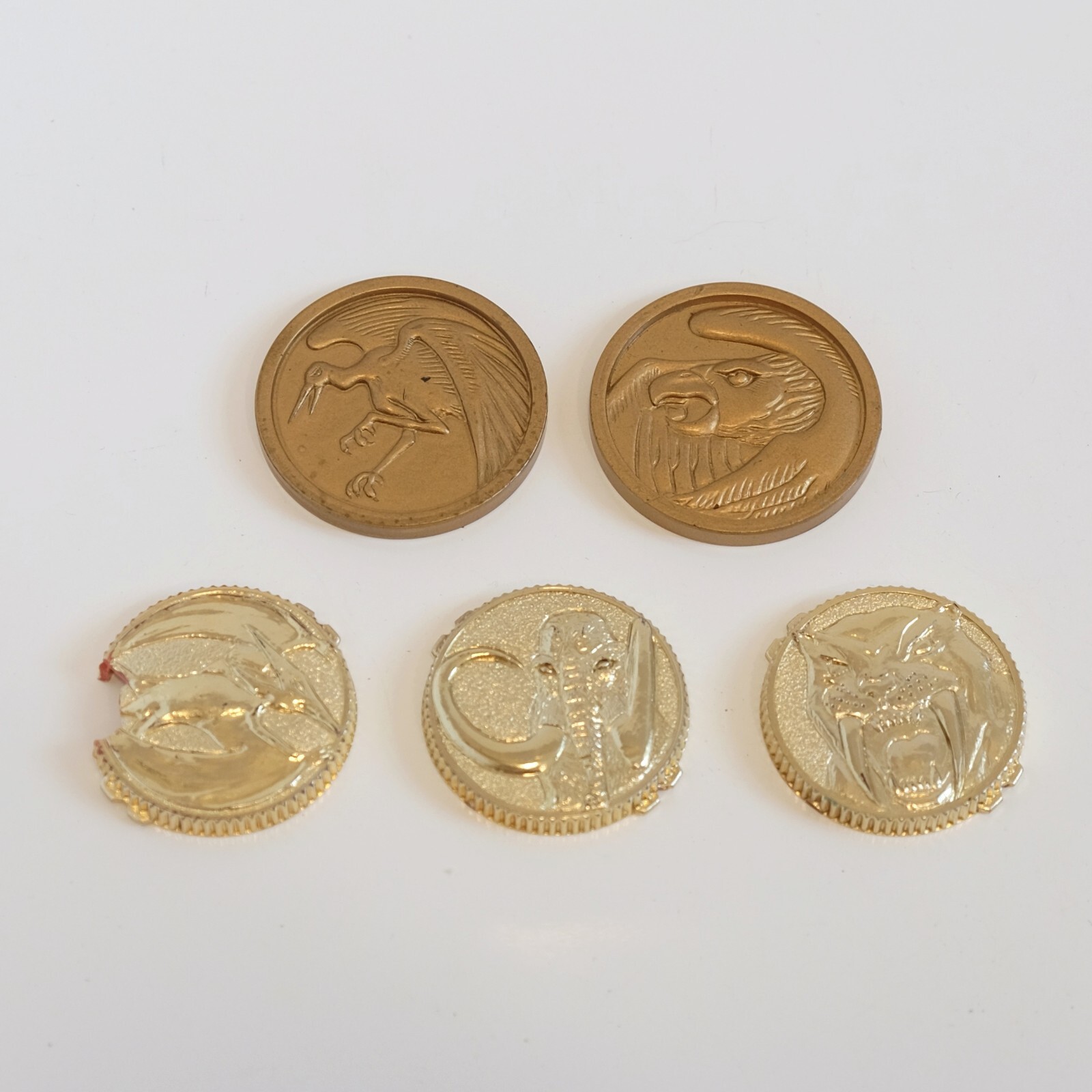 5 Power Rangers Coins 3 Bandai Mastodon Saber Tooth / 2 McDonalds Crane ...
