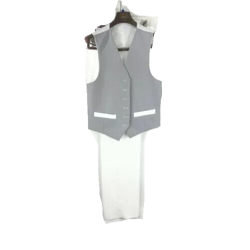 Tony Blake White Gray Suit Men's 3 Piece Slim Fit Flat Front Pants Size ...