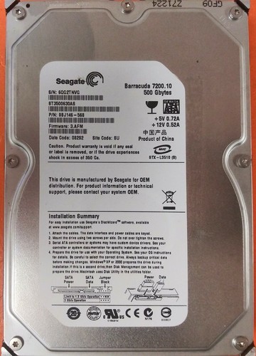 ⭐️⭐️⭐️⭐️⭐️ HDD Hard Drive SATA Desktop 3.5" Seagate ST3500630AS 500GB ...