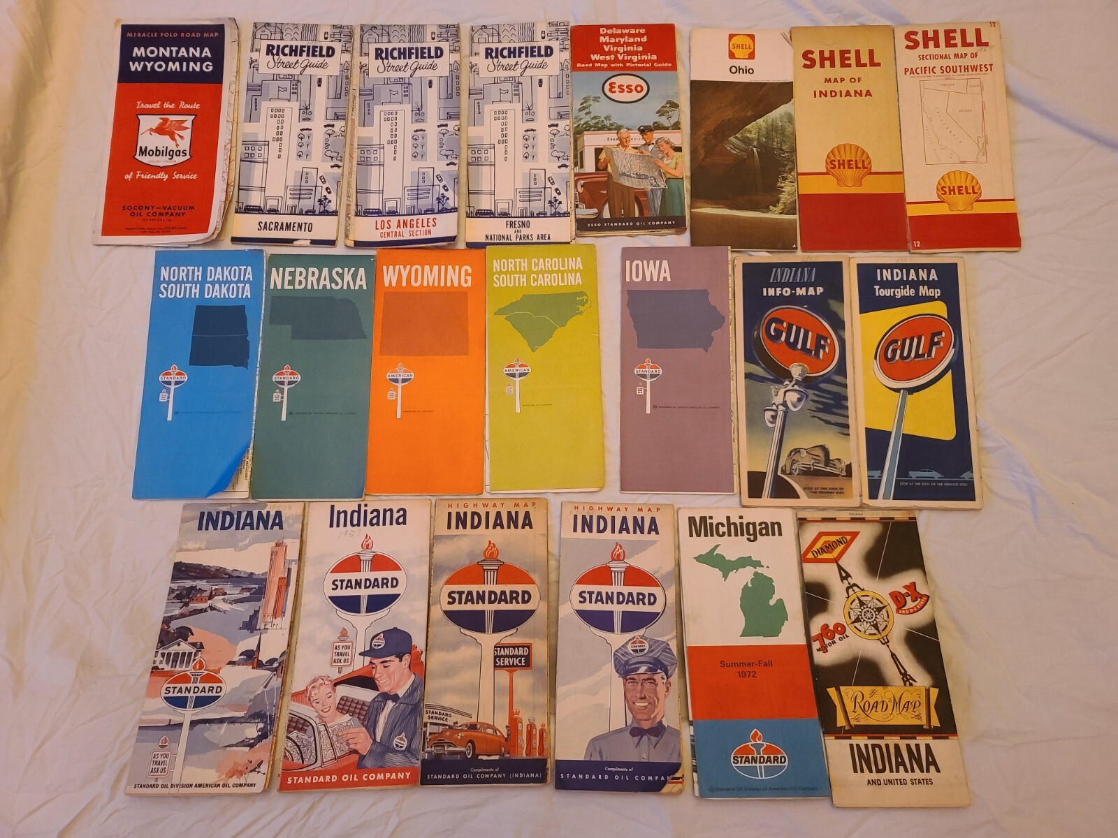 LOT 22 VINTAGE ROAD MAPS 1940's-70’s Mobilgas Standard Oil, Diamond ...