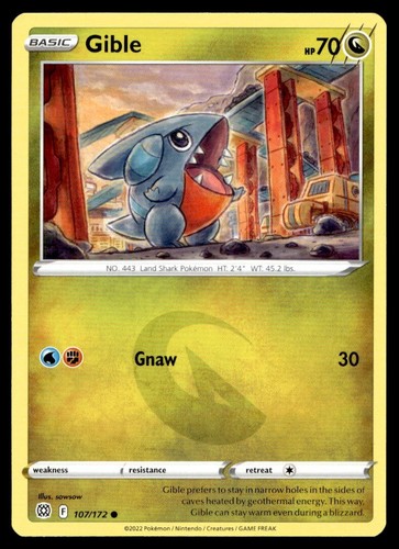Gible 107/172 Pokemon Card Brilliant Stars Common 70 HP Near Mint B8 | eBay