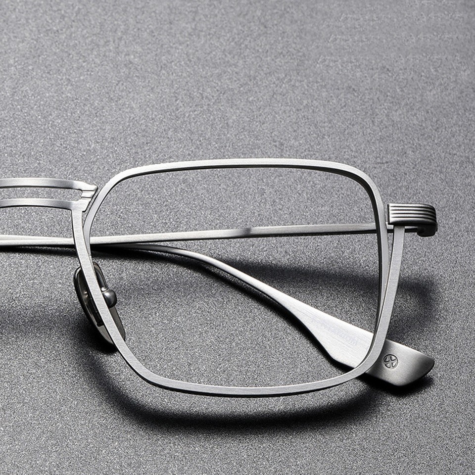 Man Handmade Metal Retro Square Eyeglasses Frame Ultra Light Spectacle ...