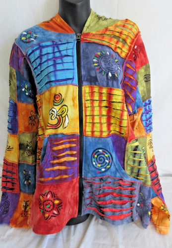 Rising International Hoodie Jacket Boho Patchwork Hippie Sz XL NWT | eBay