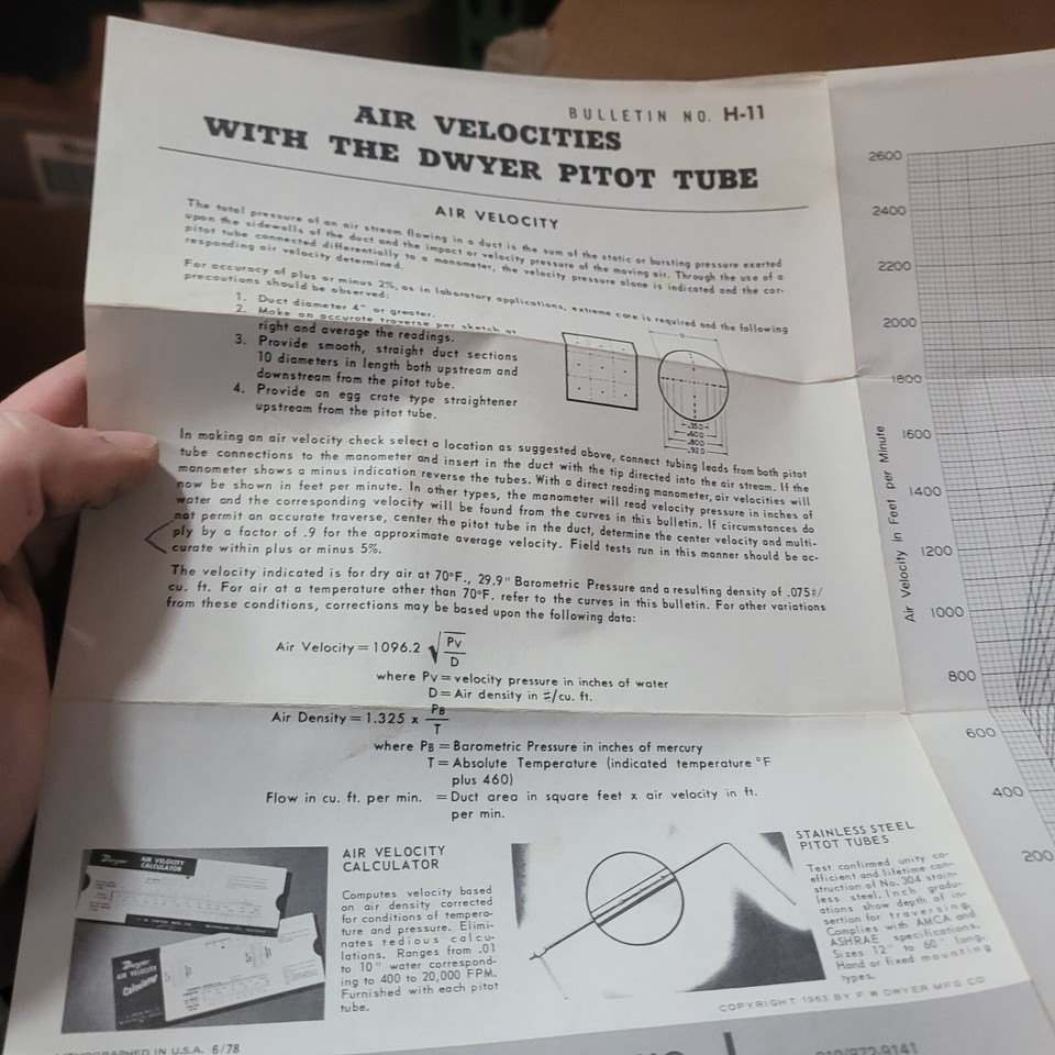 GENUINE DWYER MODEL 400 AIR VELOCITY METER MANOMETER KIT W/ METAL CASE ...