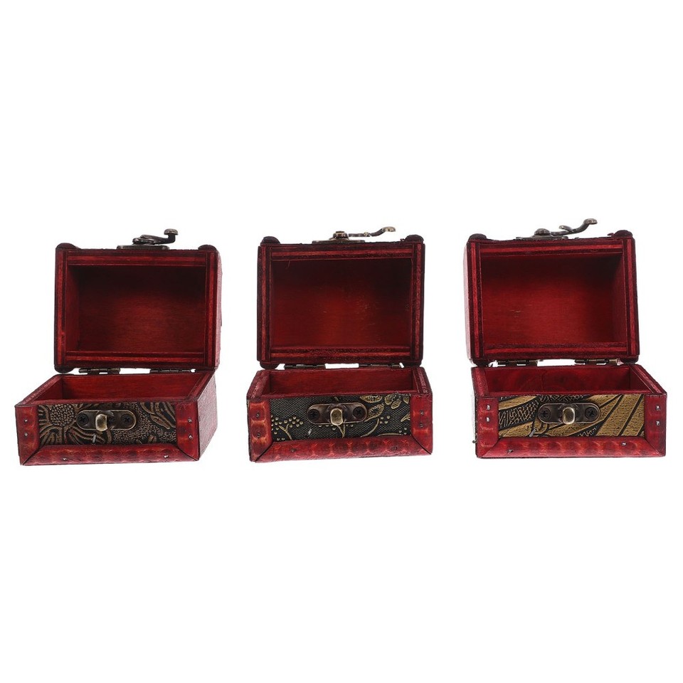 3pcs Mini Treasure Chest - Retro Jewelry Storage Box With Lid & Hasp ...