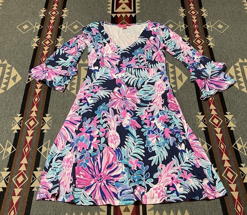Lilly Pulitzer Raina Garden Getaway Bell Sleeve Dress XS T24 | eBay
