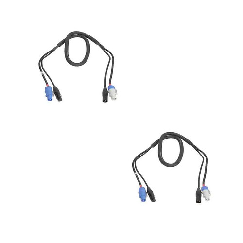 2 PowerCon & 3pin DMX Dual Link Cables 10 ft Extension Jumper cables 14 ...