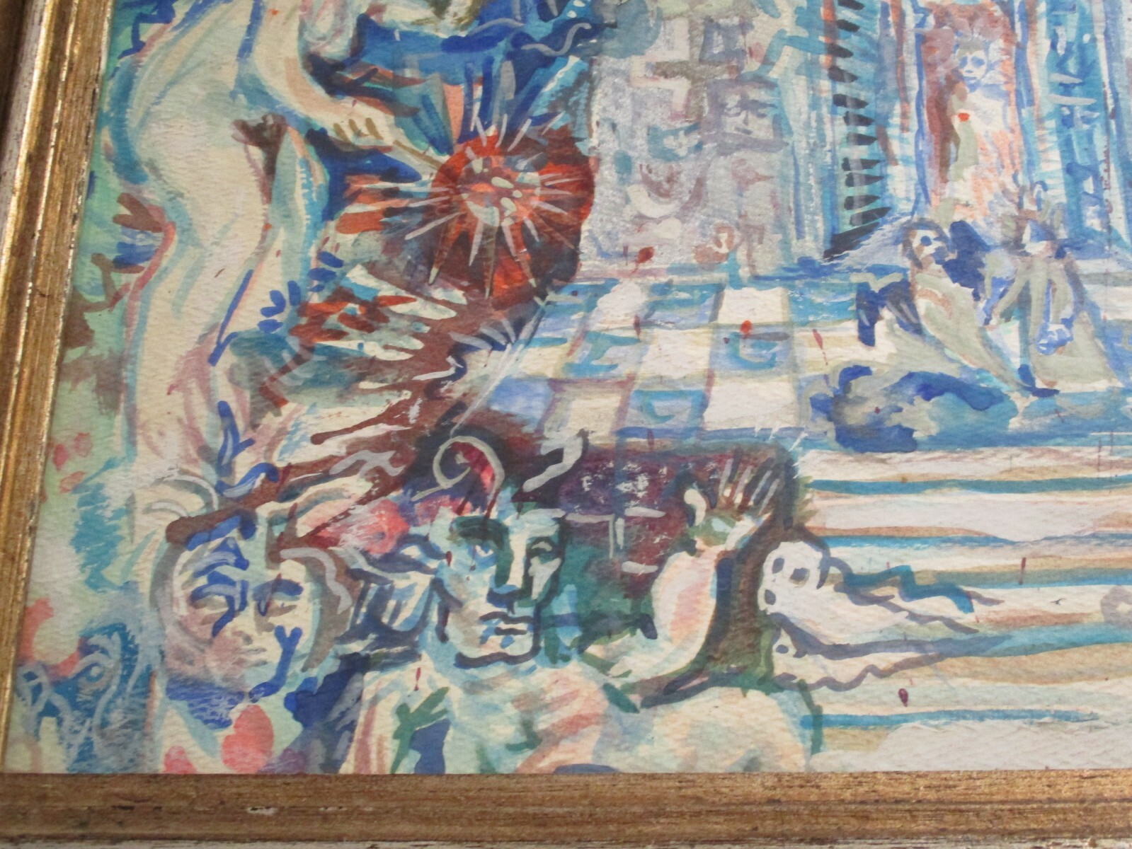 WHIMSICAL ABSTRACT PAINTING MID CENTURY MODERN NUDES ANGELS ...