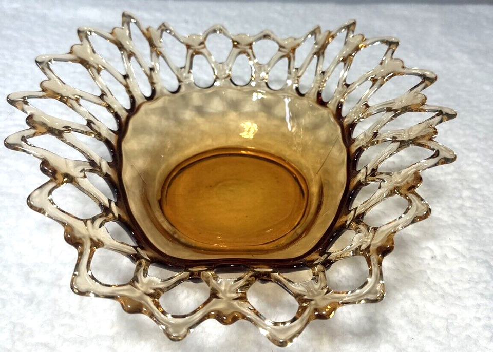 Vintage Westmoreland Doric Open Lace Amber Centerpiece Bowl | eBay