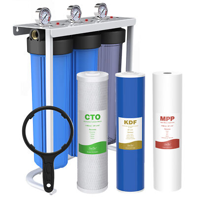3-Stage Whole House Water Filter System KDF Carbon Heavy Metal Water ...