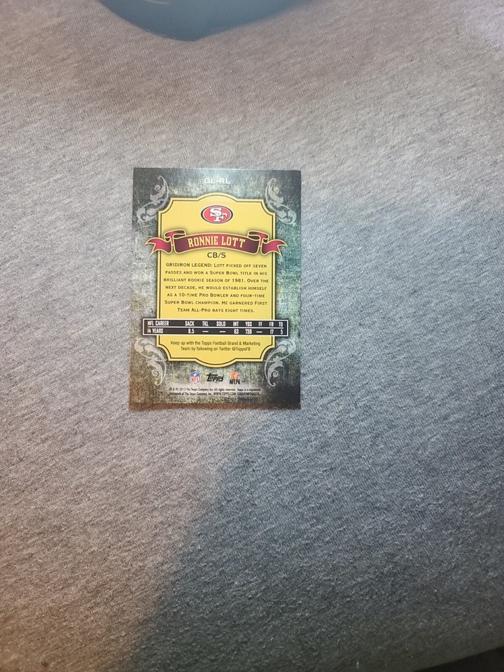 RONNIE LOTT 2013 Topps Football GridIron Legends Insert #GL-RL SF 49ers ...