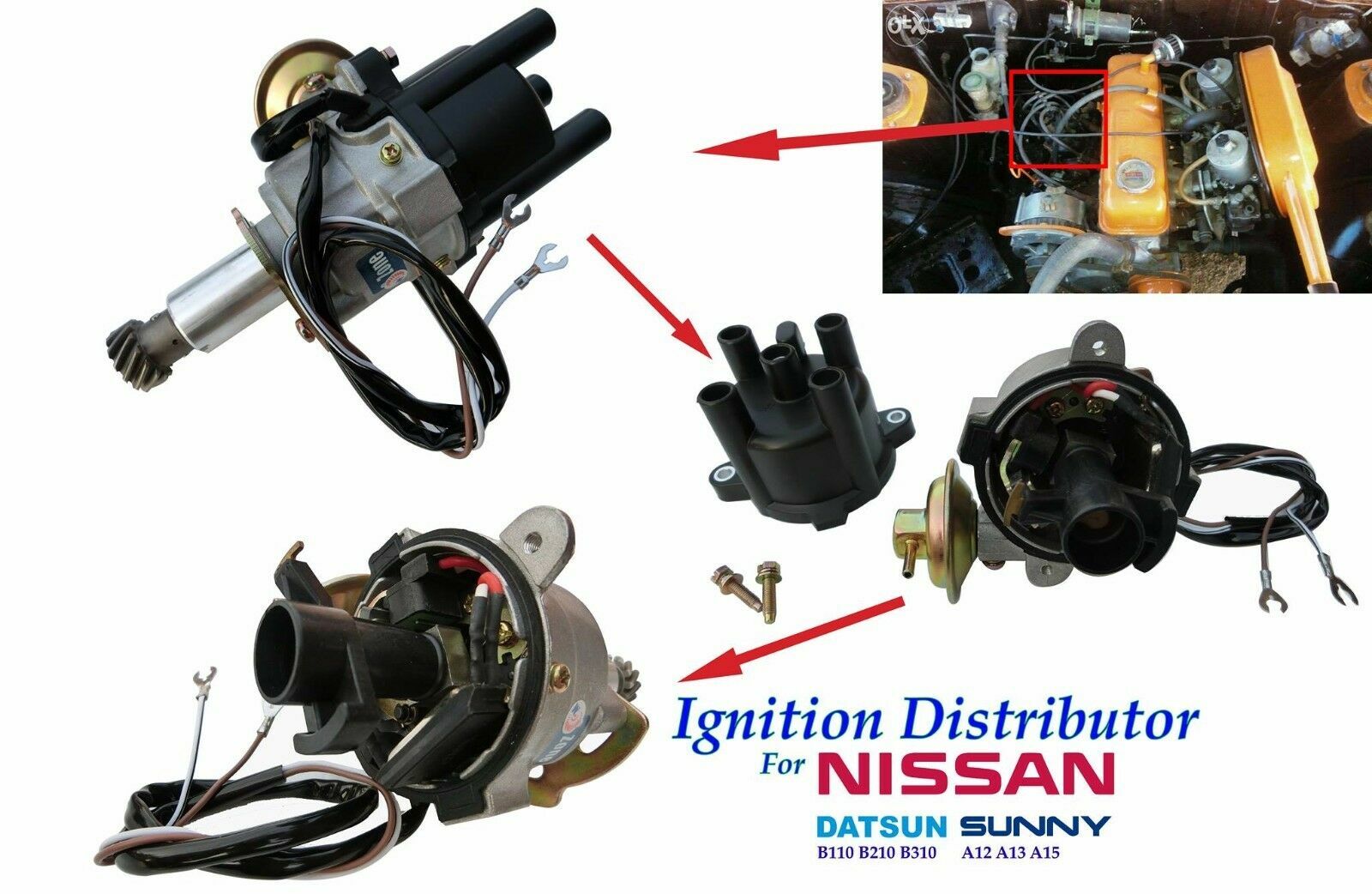 Electronic Distributor Fit Nissan Datsun Sunny B110 B210 B120 Pickup ...