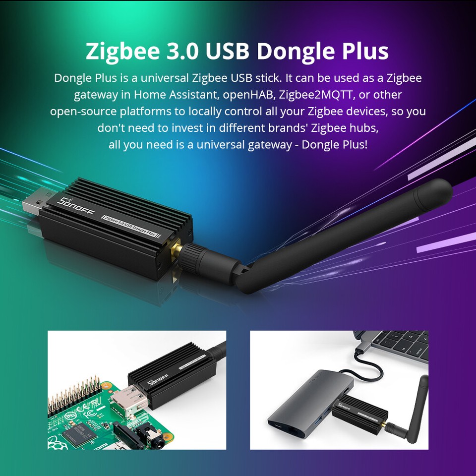 SONOFF Zigbee 3.0 Bridge Gateway USB Dongle Plus-E Universal Smart Home ...