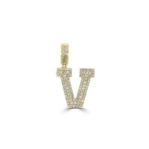 14k Gold Diamond Initial V Necklace, Charm Necklace, Varsity Initial ...