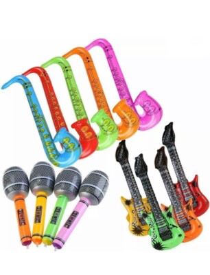Inflatable Guitar Saxophone Microphone Balloons Fun Musical Instruments ...