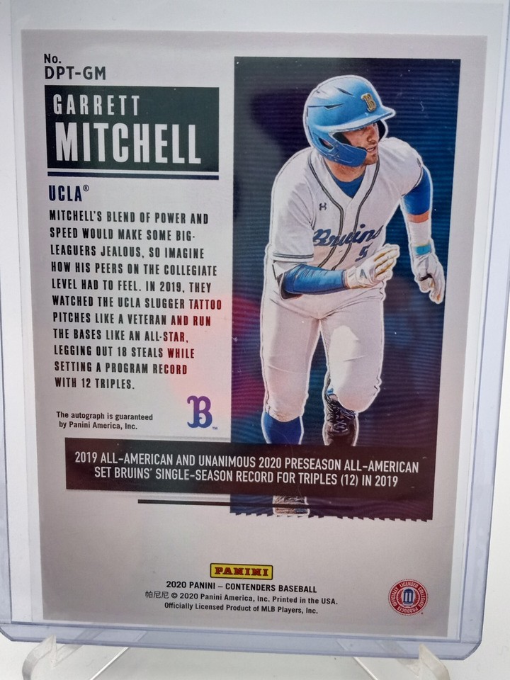 2020 Panini Contenders Garrett Mitchell Draft Pick Ticket Auto Card ...