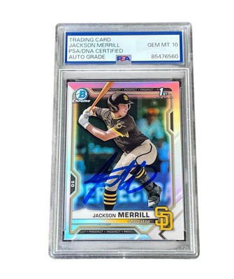 Jackson Merrill Signed 2021 Bowman Chrome Refractor Rookie Auto Padres ...