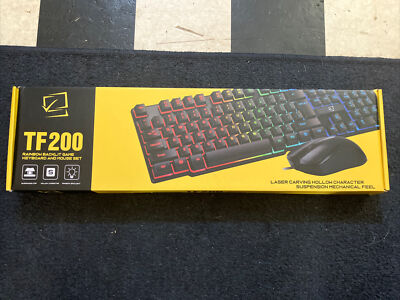 TF200 T-Wolf Gaming Keyboard & Mouse Set Rainbow Backlit Hollow ...