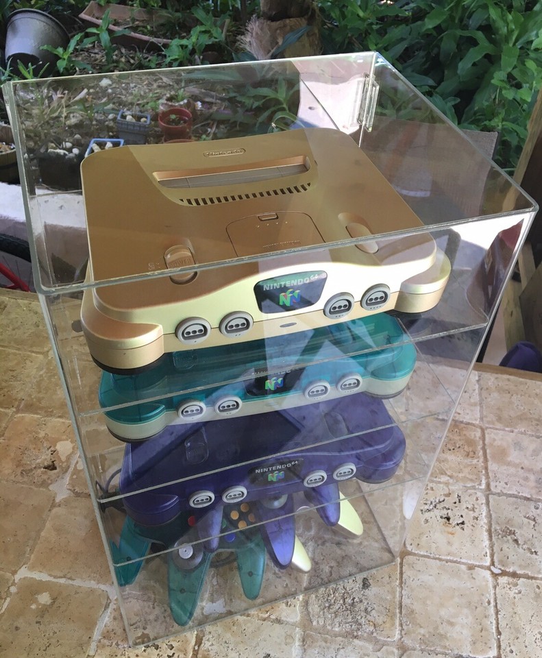 Video Game Display Case w/lock Console Protector SNES N64 Acrylic Layer ...