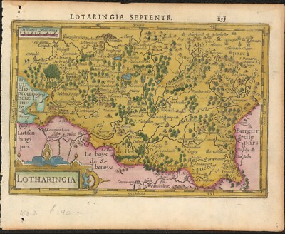 1607 Lotharingia by G. Mercator - antique map France Luxembourg Germany ...