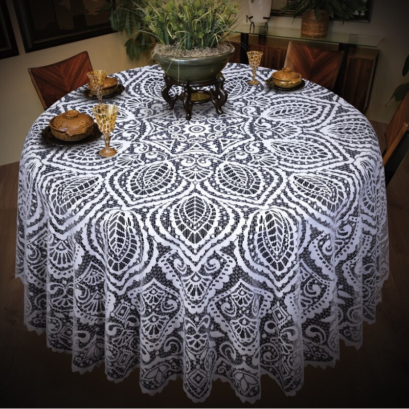 Oval Round Lace Tablecloth White Beige Table Cover Cloth Quality Large ...