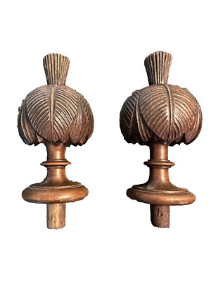 Set of 2 Antique Victorian Carved Ornate Architectural Finials Palm ...