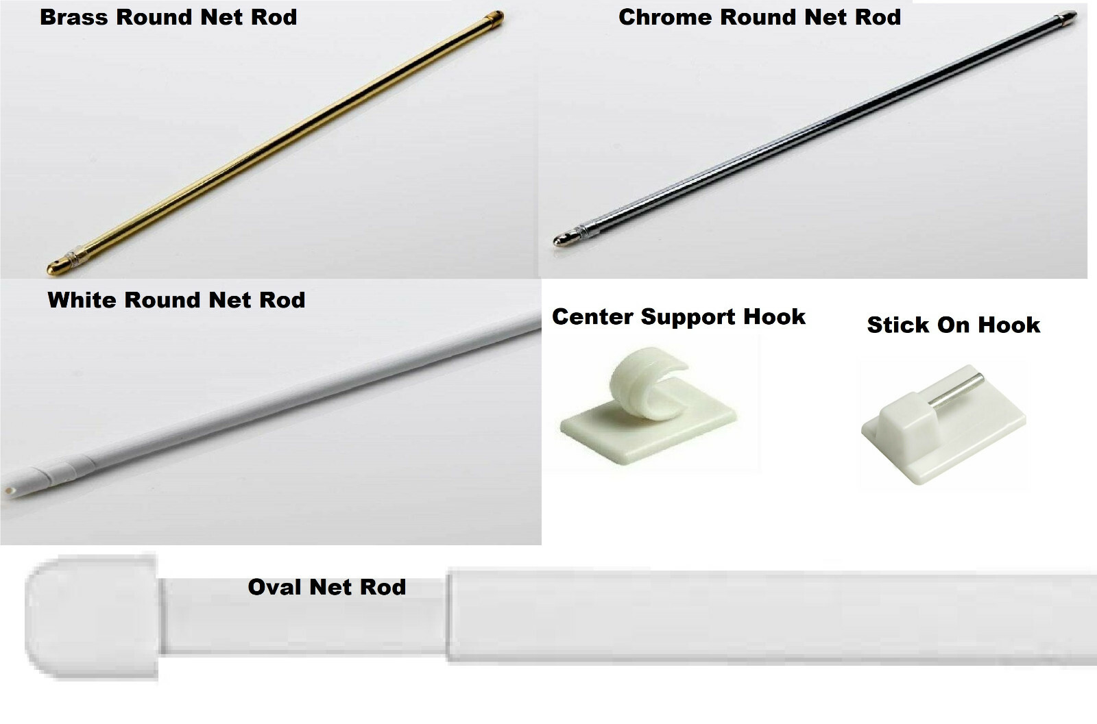 TELESCOPIC EXTENDABLE RODS LIGHT WEIGHT ROUND OVAL NET VOILE POLE ...