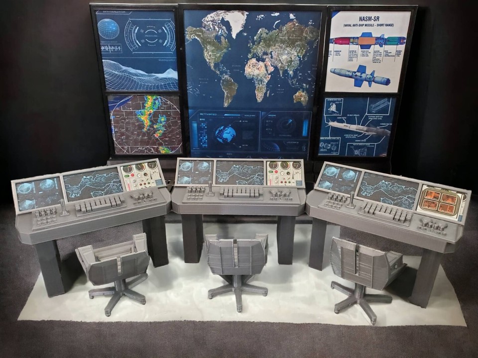 Custom 1:12 Scale Mission Control Room Diorama Prop Accessory for 6" GI ...