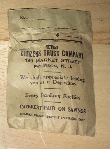 The Citizens Trust Company Deposit Envelope Banking, Paterson, N.J ...