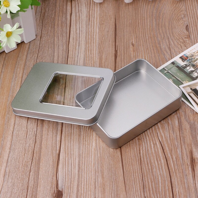 Small Tin Boxes Metal Storage Box Jewellery Keys Coins Box with Clear ...