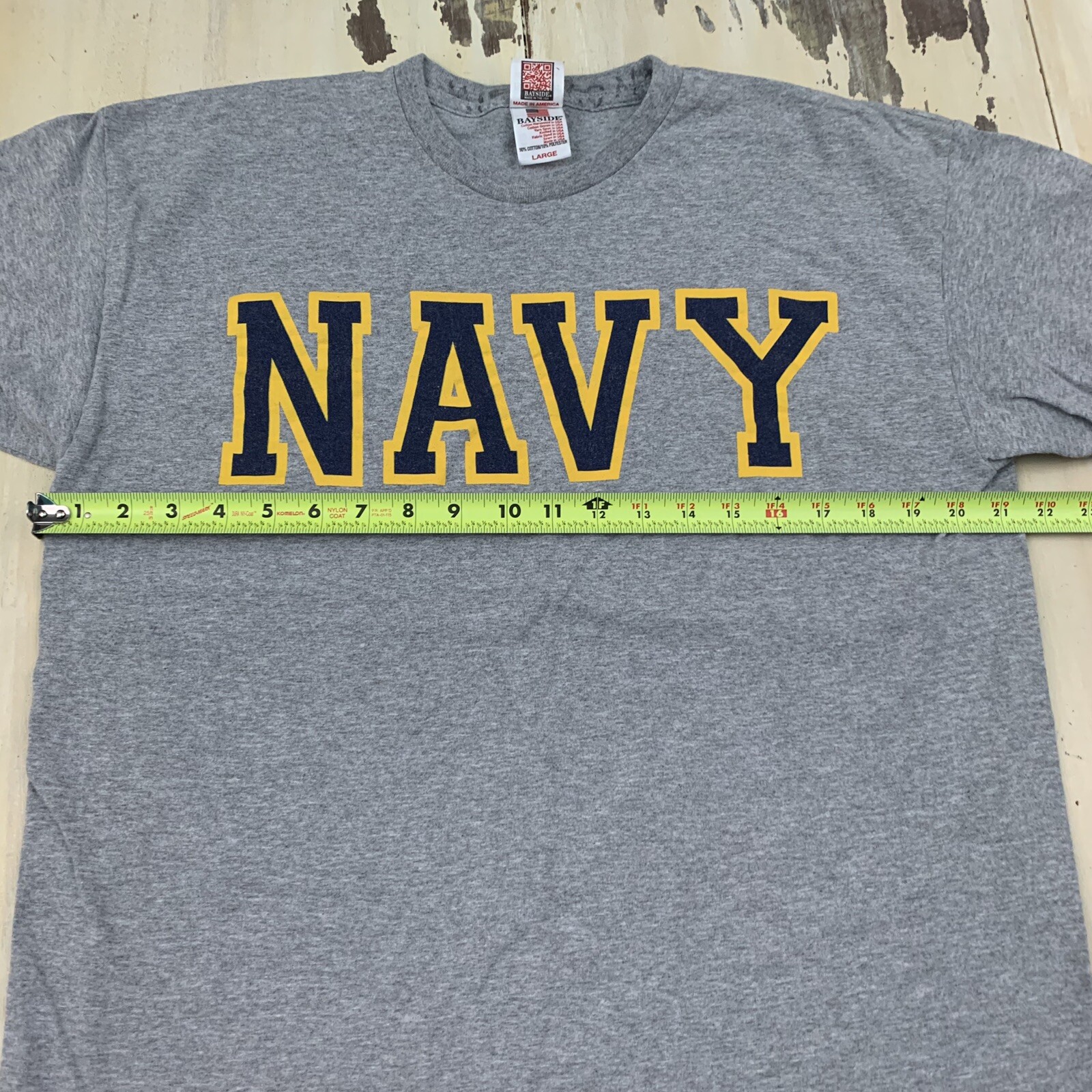 US NAVY - Vtg Bayside Gray Block Letter USN Military T-shirt, Mens ...