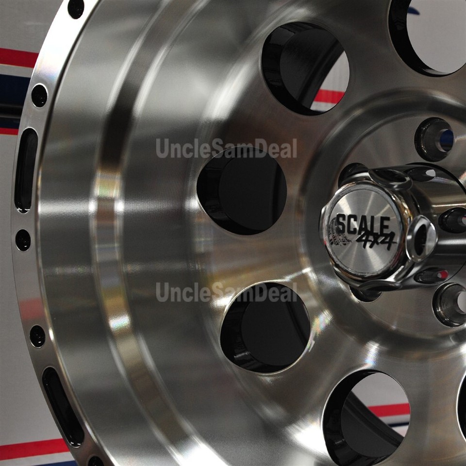 15x10 5x114.3 5x4.5 -46 OFFSET SCALE 4x4 S52 MACHINE BLACK 8 HOLE TRUCK ...