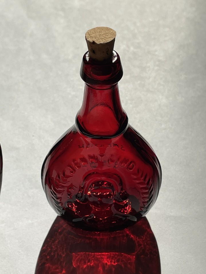 Vintage Ruby Red Wheaton Mini Bottles Thomas Jefferson Jenny Lind HTF ...